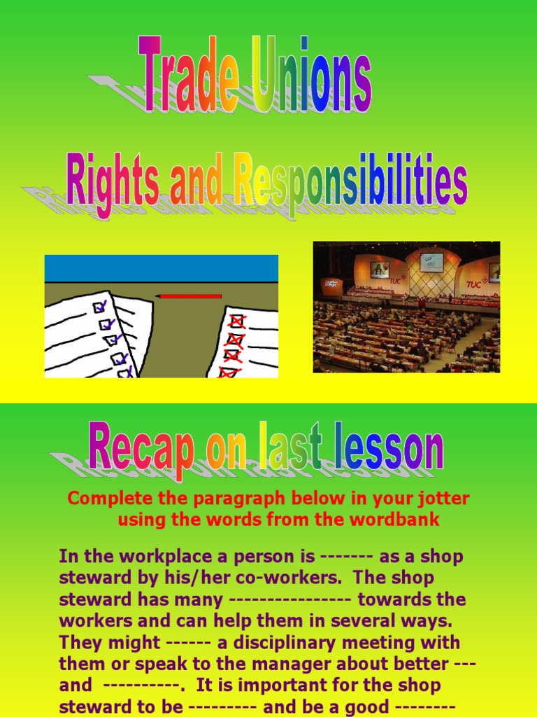 5. Rights and Responsibilities of trade union | Trade Union | Strike Action
