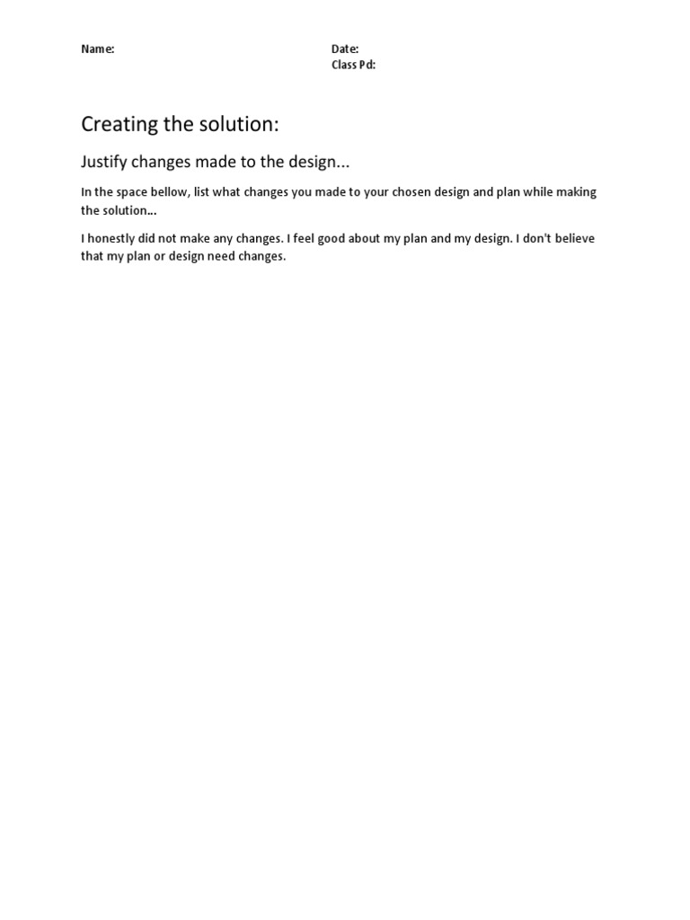 No Changes Made to Design Plan | PDF