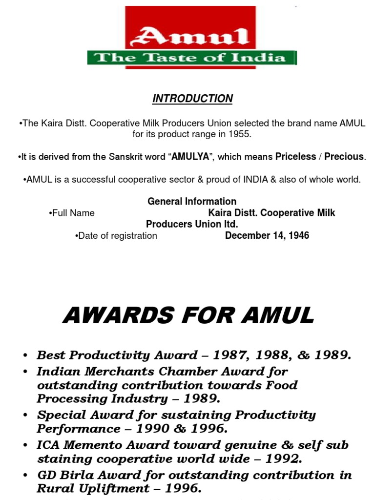 Amul Presentation | PDF | Hazard Analysis And Critical Control Points | Milk