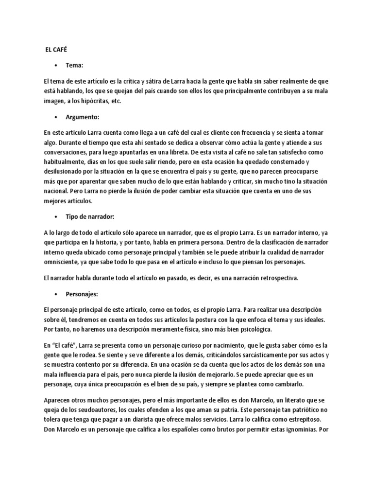 Resumen Artículos de Larra | PDF | Narración | Narrativa