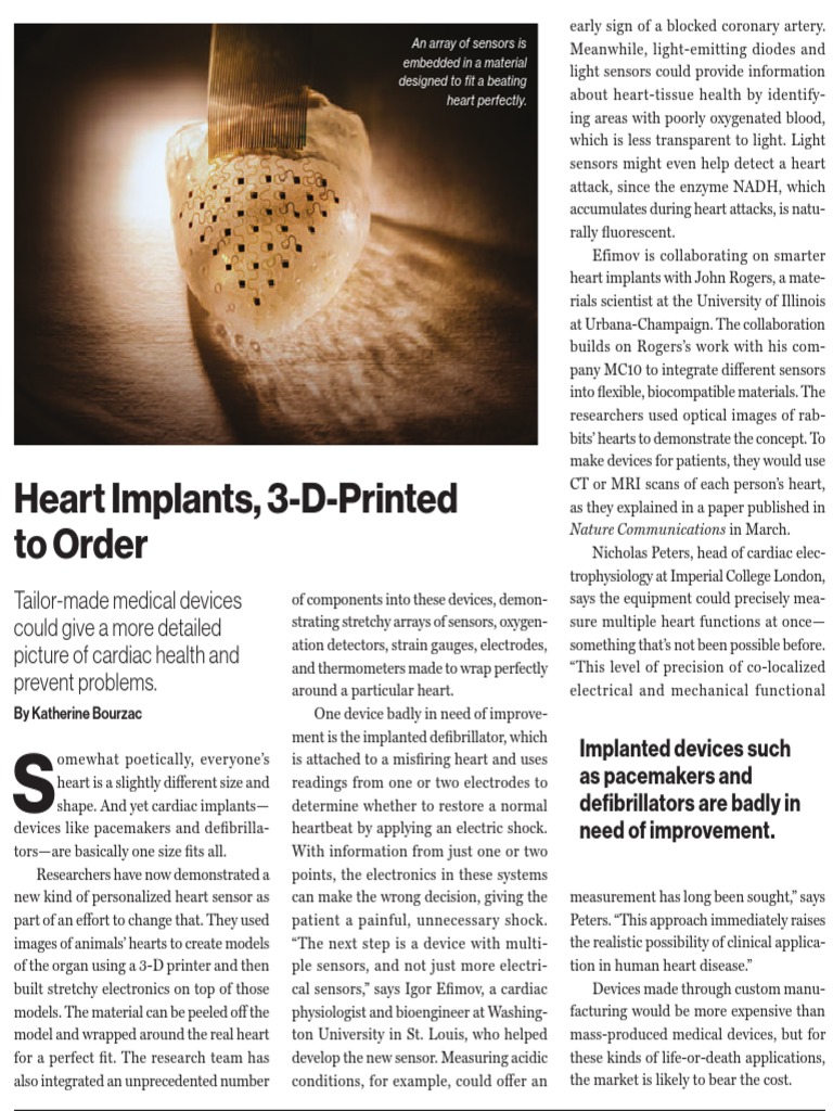 3D Heart Implants | PDF | Heart | Artificial Cardiac Pacemaker