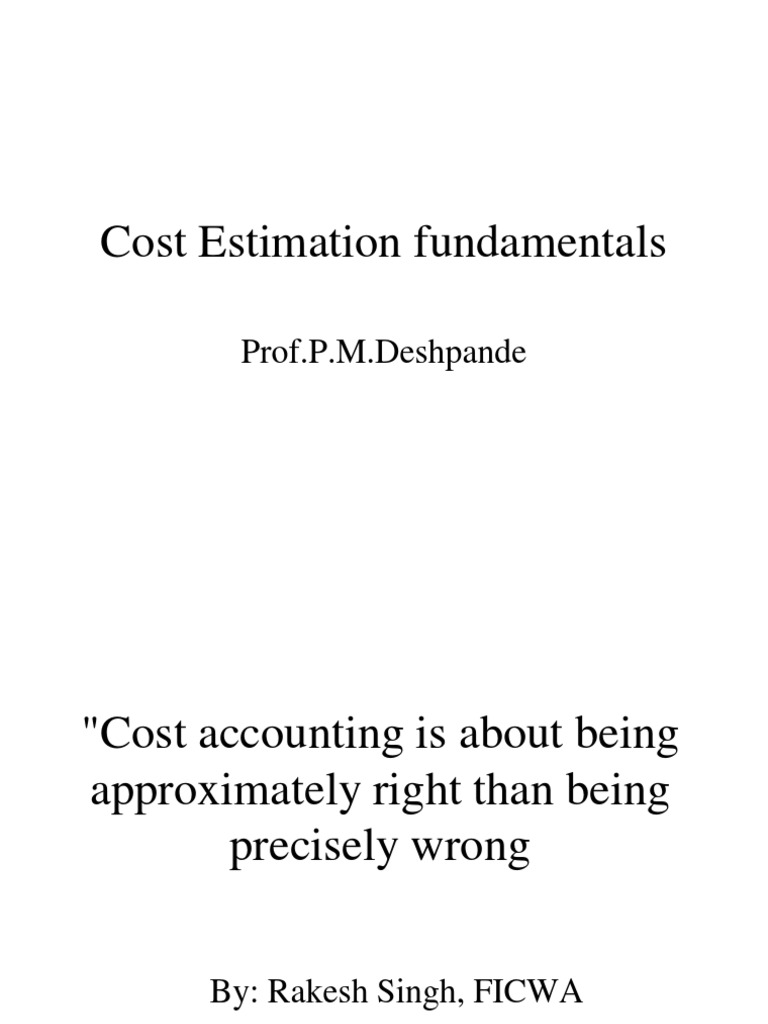 Cost Estimation Fundamentals | PDF | Estimation | Cost Accounting