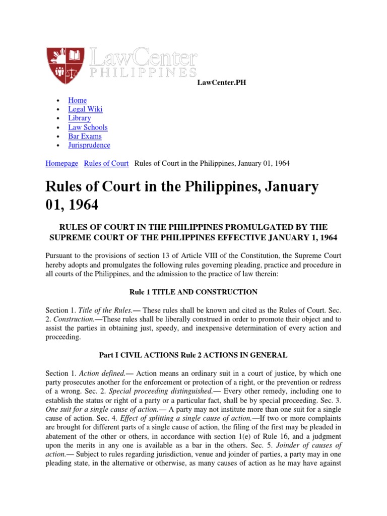 Rules of Court..Lawcenter | PDF | Pleading | Service Of Process