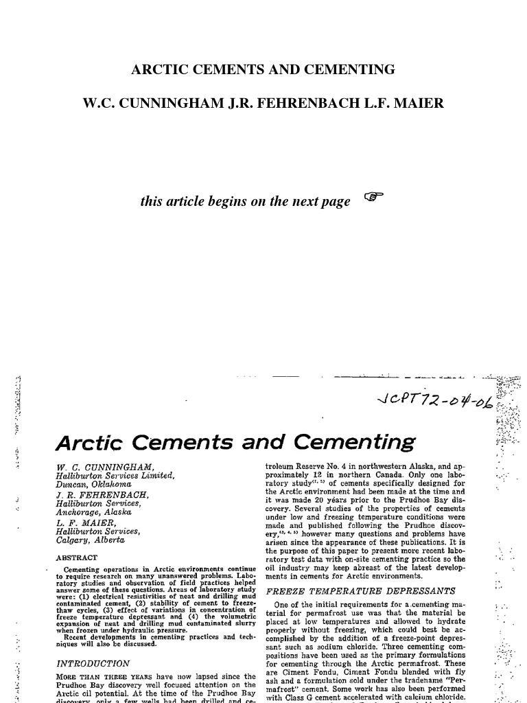 Arctic Cements and Cementing | PDF | Halliburton | Cement