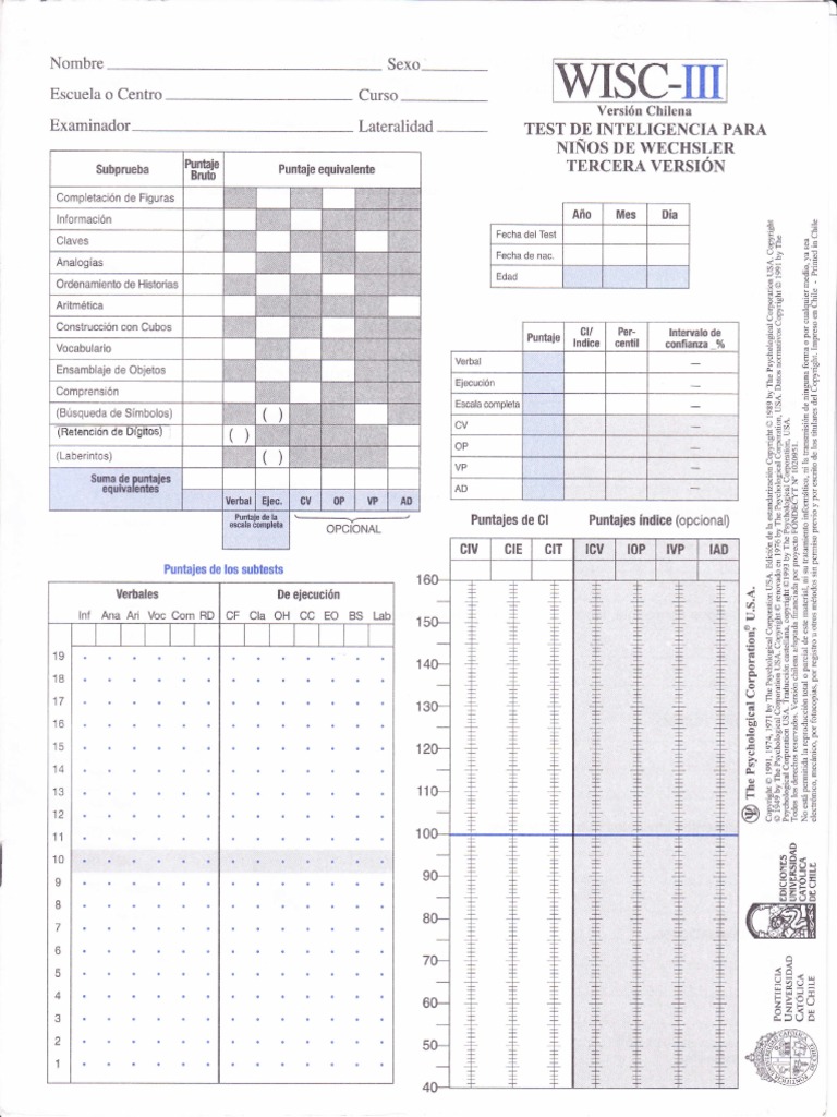 Protocolo Wisc III | PDF