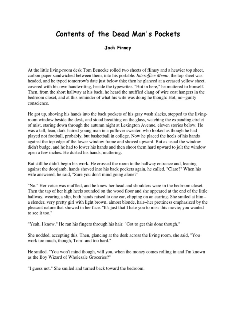 Contents of The Dead Mans Pockets | PDF | Foot | Window