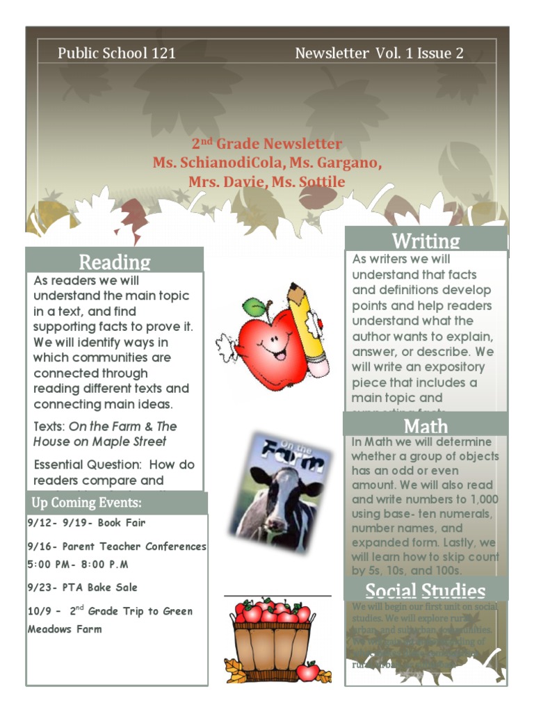 2nd Grade Newsletter: Key Updates & Events | PDF | Wellness