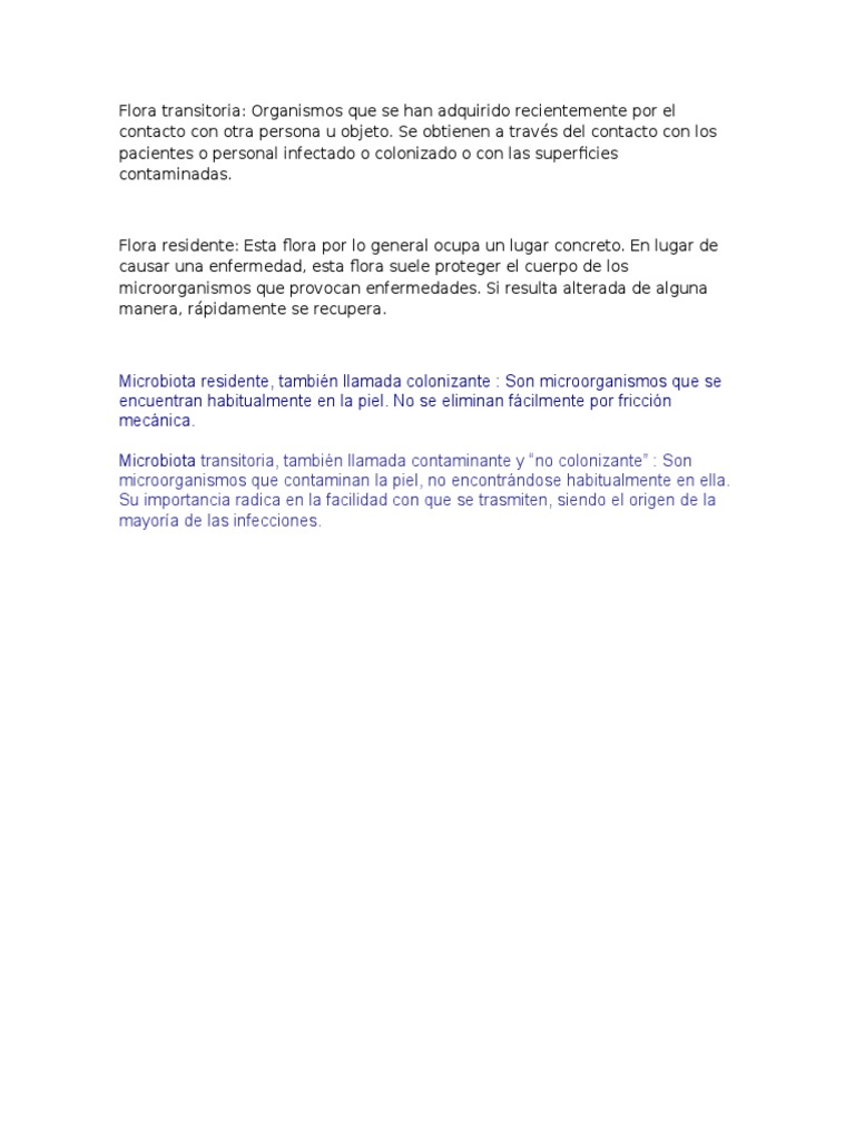 Diferencias entre flora residente y transitoria | PDF | Ciencia y ...