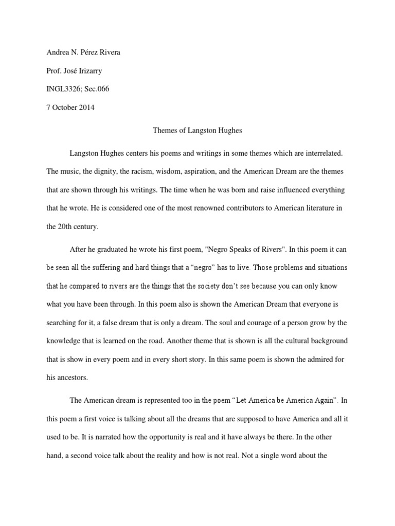 Themes in Langston Hughes' Poetry | PDF | American Dream | Dream