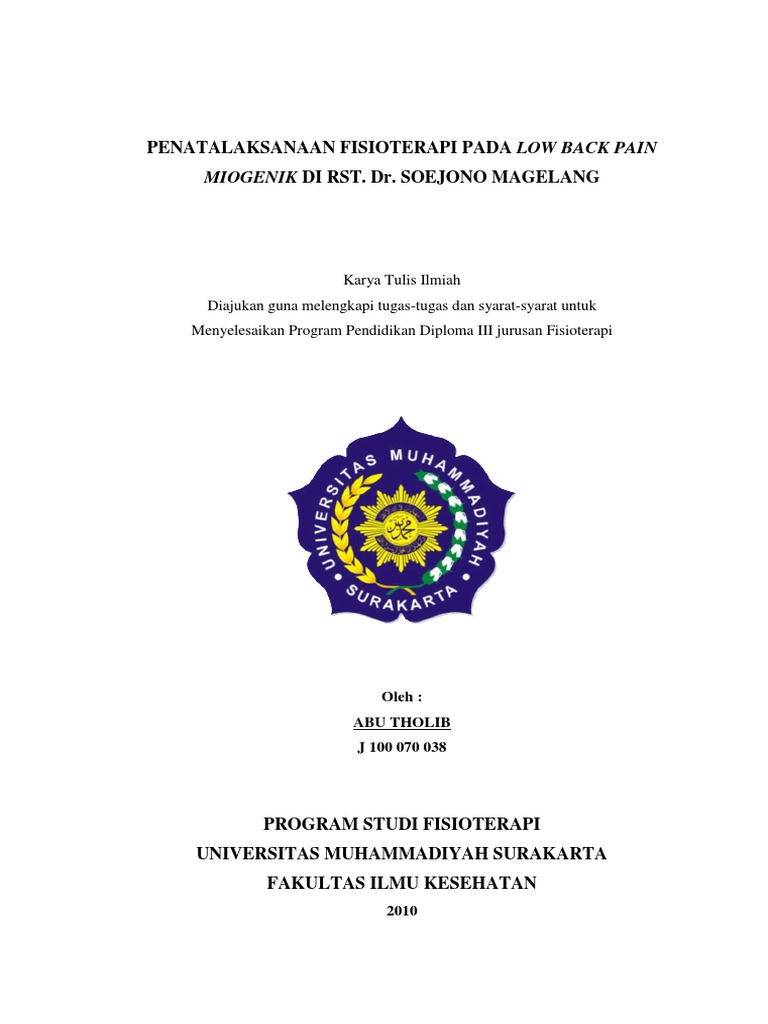Penatalaksanaan LBP Miogenik Fisioterapi | PDF | Kesehatan Holistik
