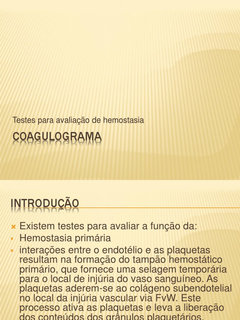 Coagulograma | PDF | Plaquetas sanguíneas | Coagulação