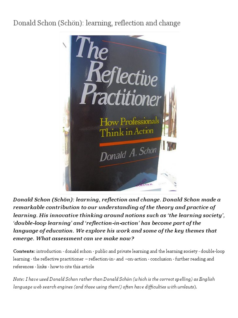 Donald Schon (Schön): Learning, Reflection and Change | Reflective ...