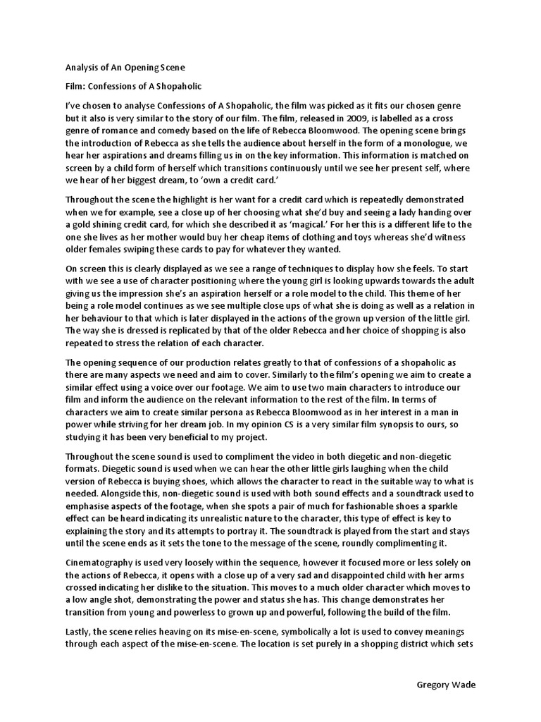 Opening Scene Analysis: Shopaholic Film | PDF | Leisure