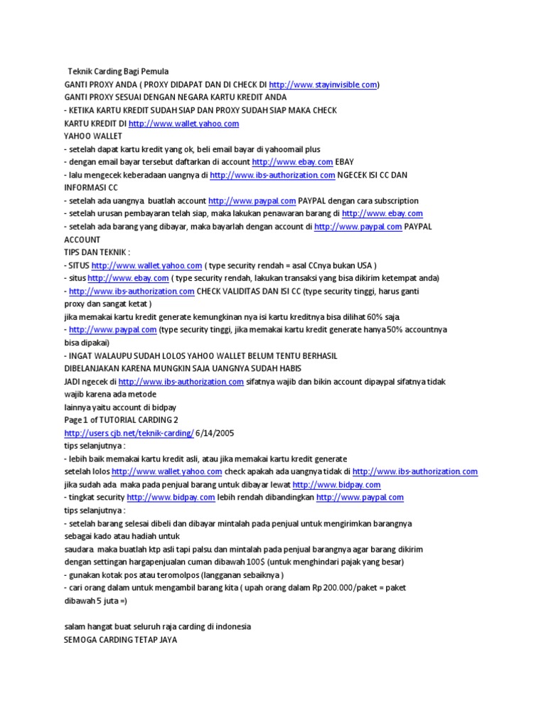 Teknik Carding Bagi Pemula Dan Kumpulan Ip | PDF