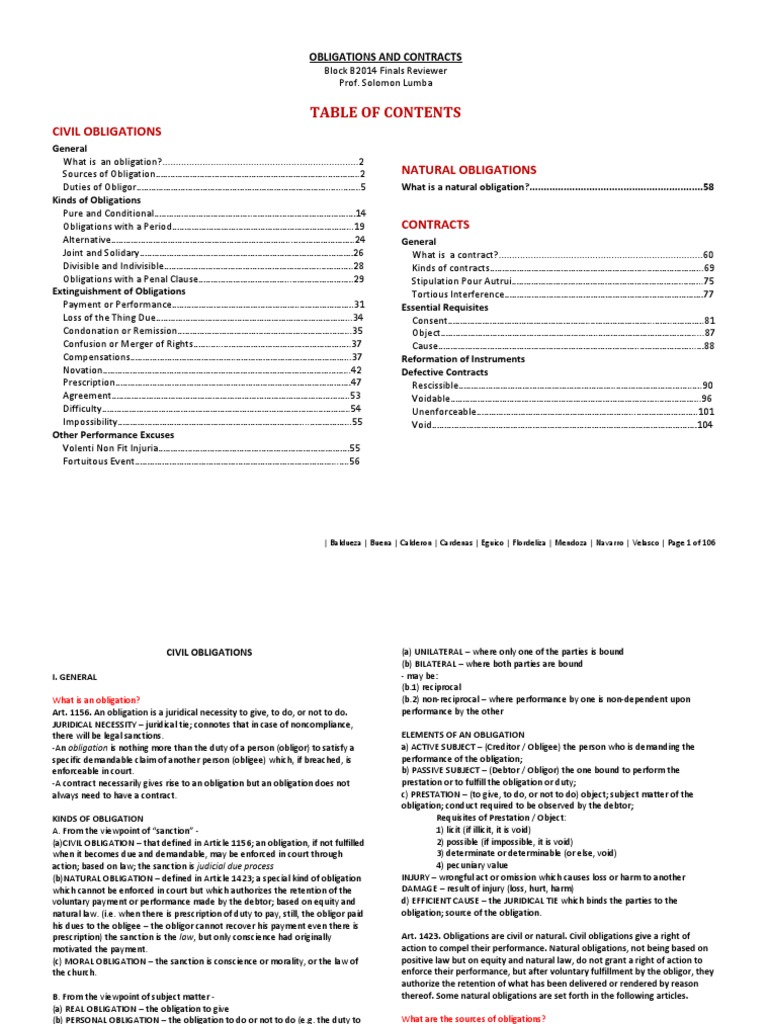 Oblicon Reviewer | Download Free PDF | Damages | Negligence