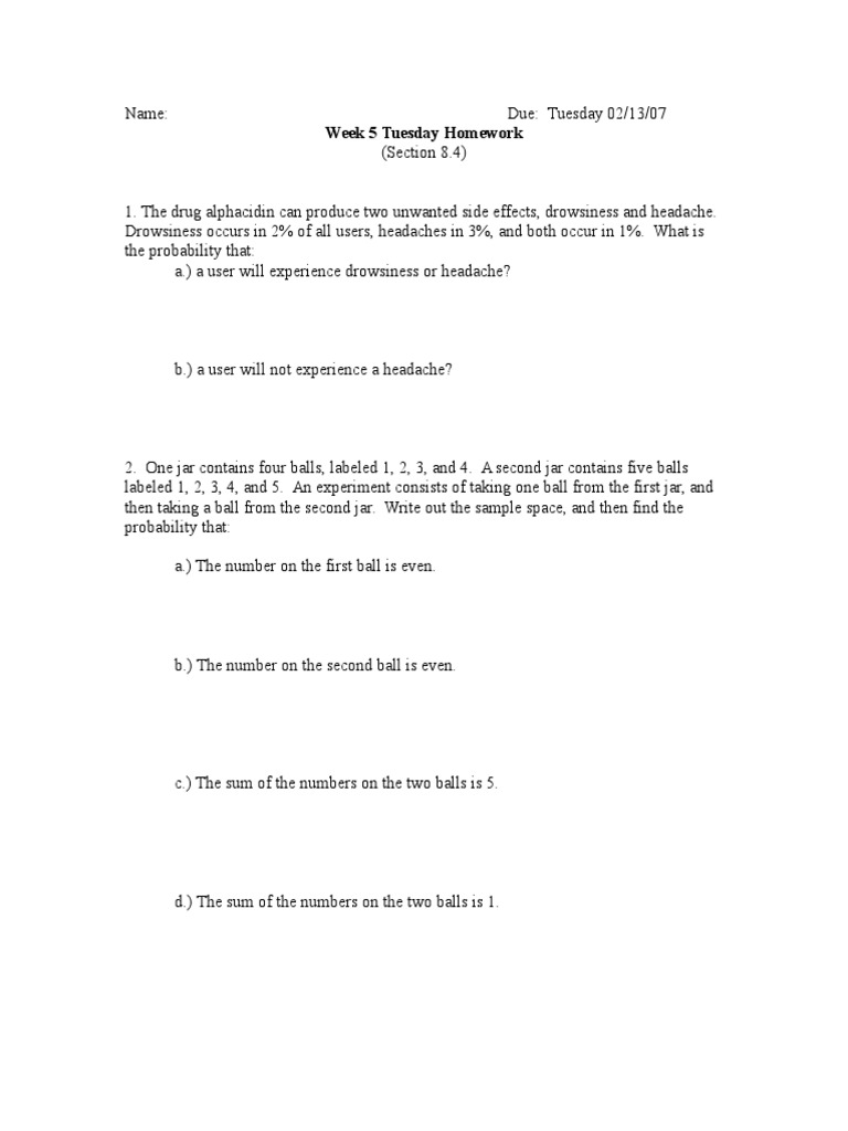 Probability Homework Problems and Solutions | PDF