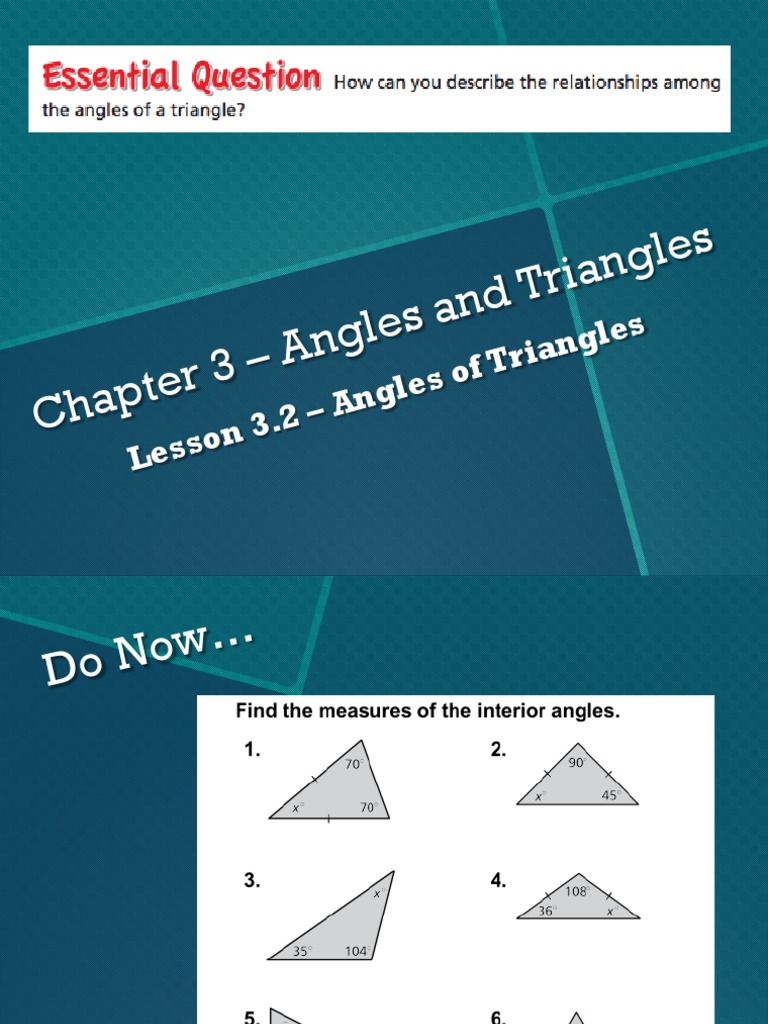 Angles of Triangles: Lesson 3.2 | PDF