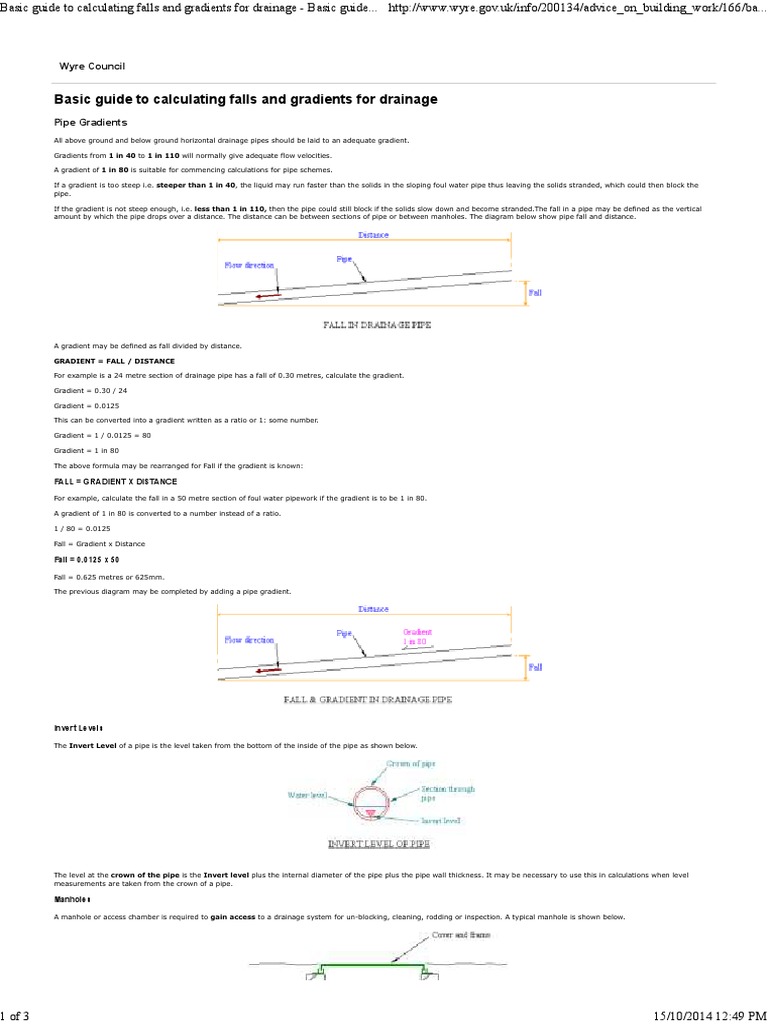 Calculating Drainage Falls and Gradients | PDF | Gradient | Pipe (Fluid ...
