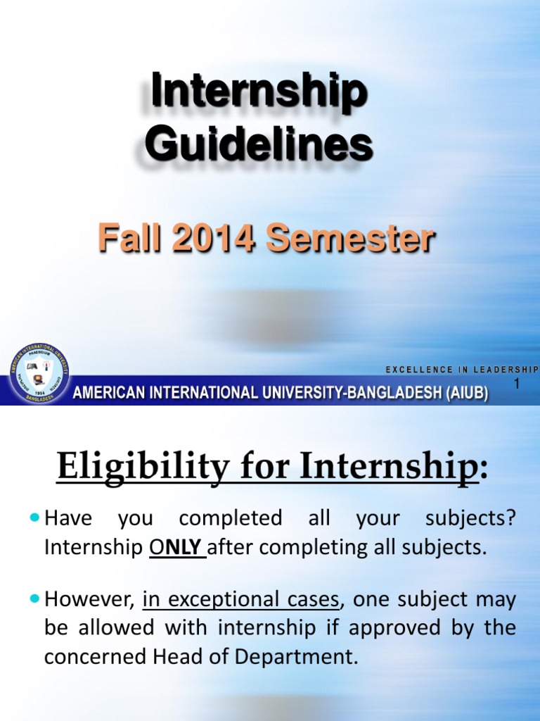 Internship Guidelines Fall 2014 | PDF
