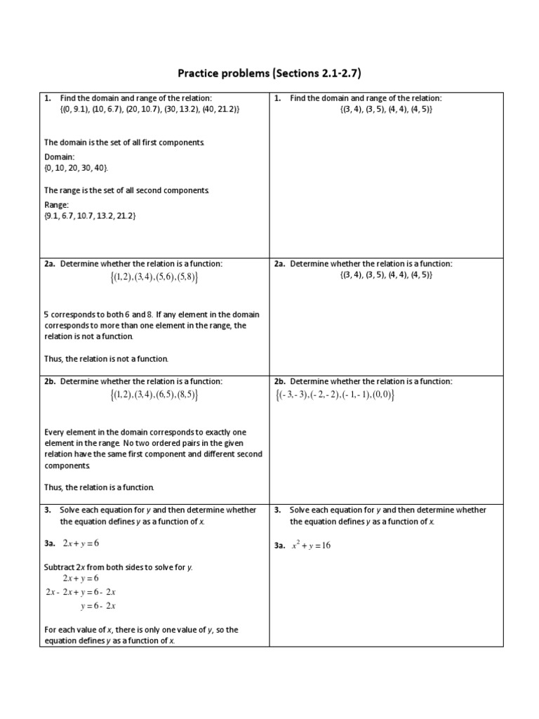 Practice Problems Section 2.1-2.7 | PDF | Maxima And Minima | Function (Mathematics)