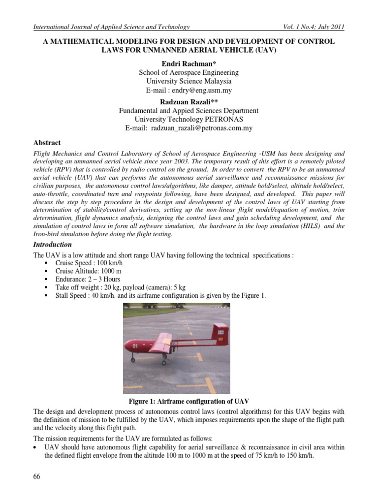 Mathematical Modeling of UAV | PDF | Unmanned Aerial Vehicle | Flight