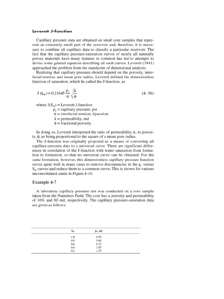 Leverett J Function | PDF