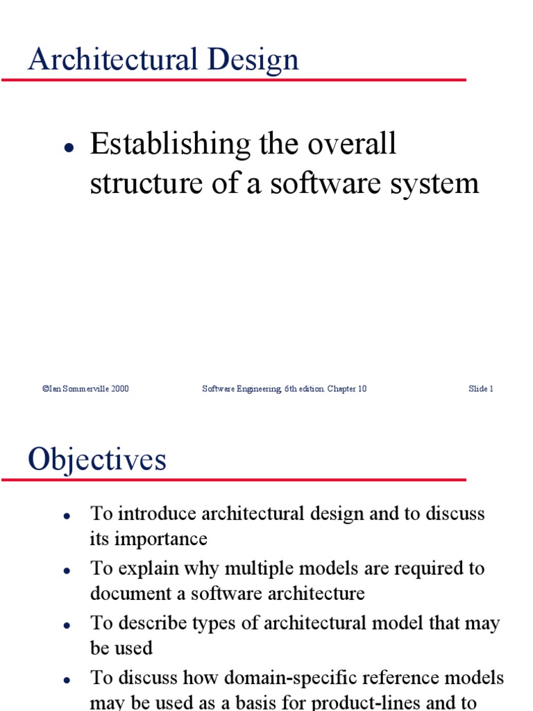 Architectural Design: Establishing The Overall Structure of A Software ...