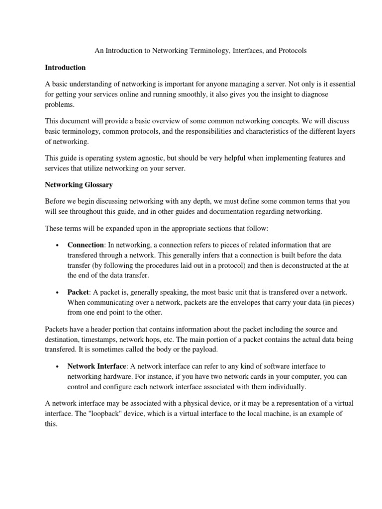 An Introduction To Networking Terminology | PDF | Internet Protocol Suite | Computer Network