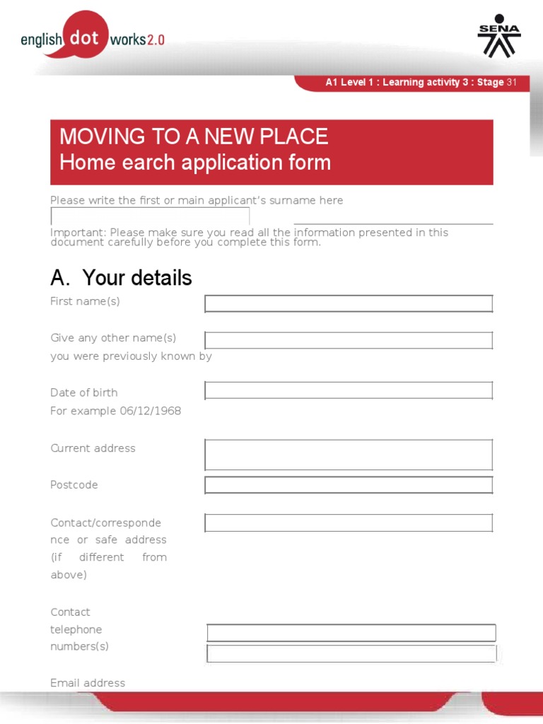 Home Search Application Form Guide | PDF