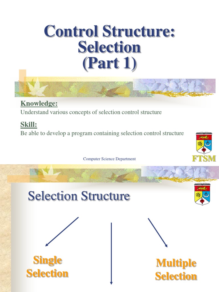 Control Structure: Selection (Part 1) : Knowledge | PDF | Computer ...