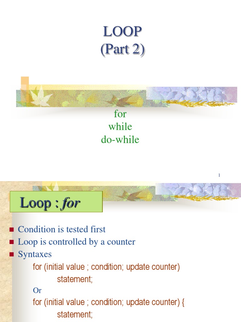 Slide 08b - Control Structure - Loop | PDF | Control Flow | Software ...