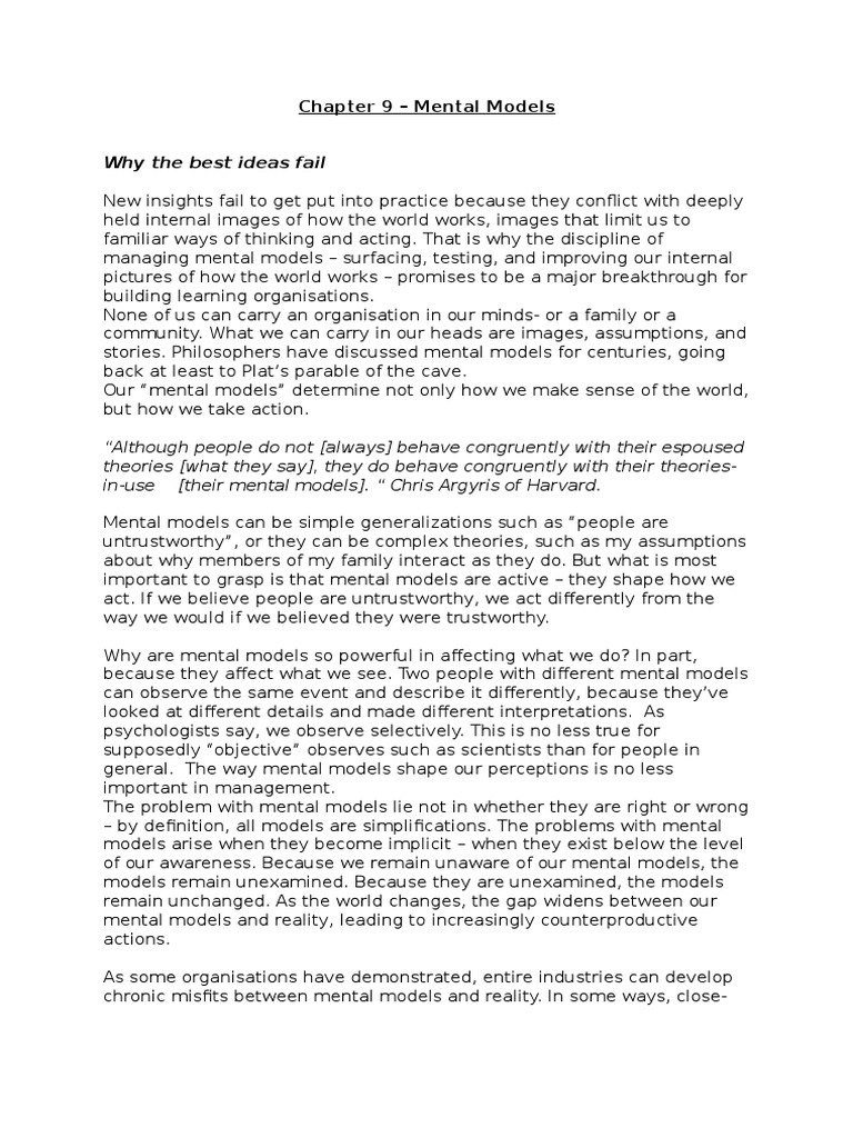 OLD - Chapter 9 - Mental Models | PDF | Thought | Emergence