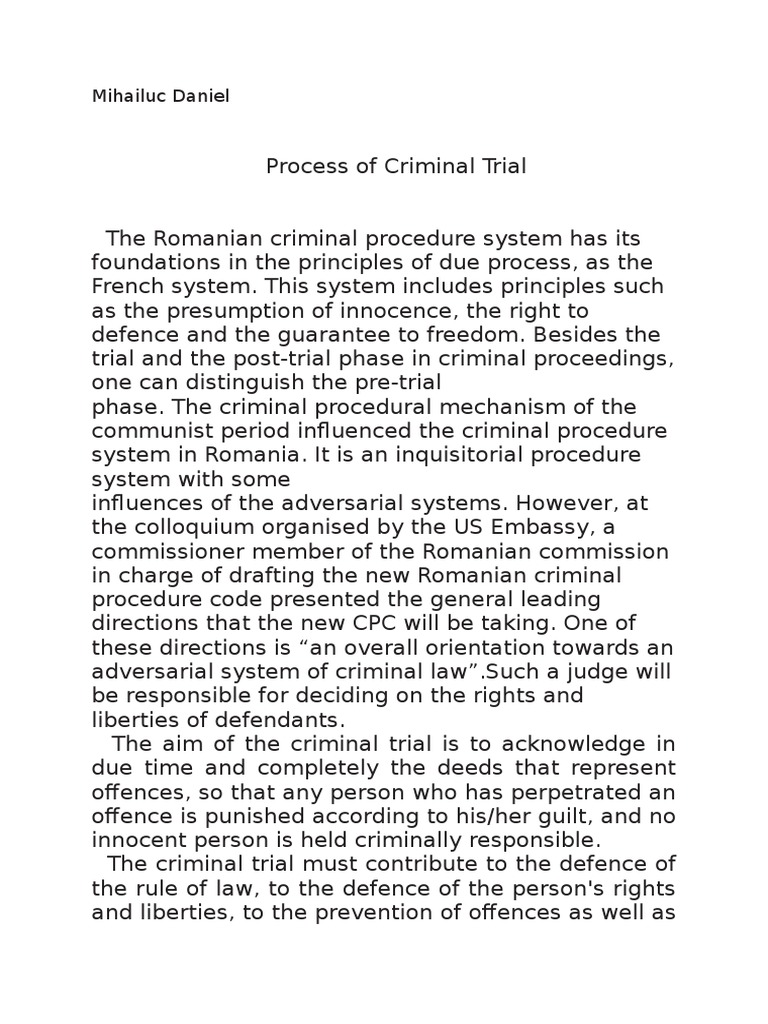 Process of Criminal Trial | PDF | Prosecutor | Criminal Procedure