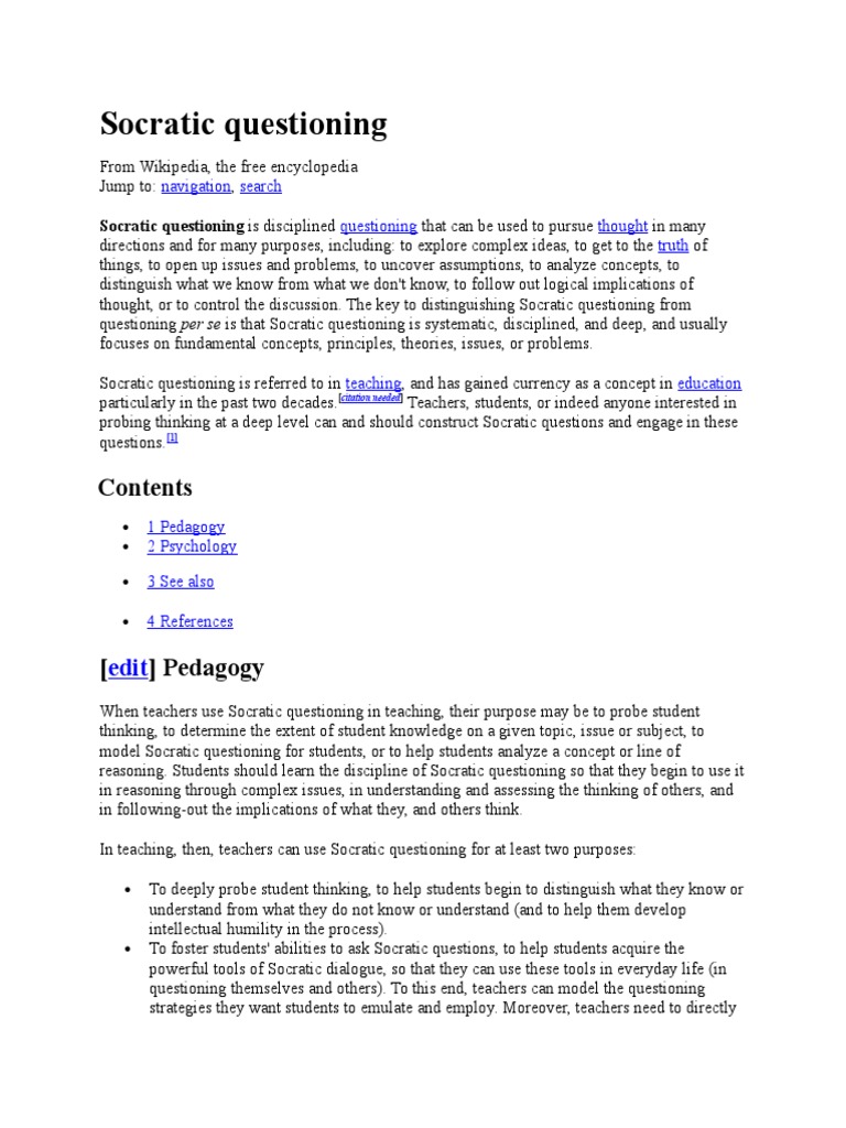 Socratic Questioning | Download Free PDF | Justification | Applied ...