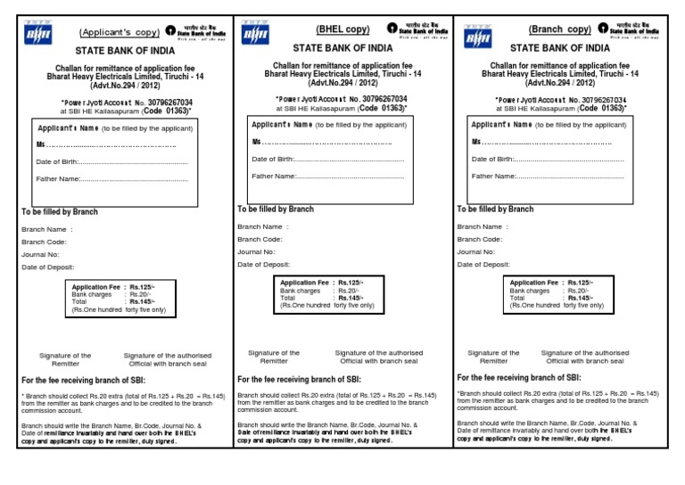 Sbi Challan | PDF | Government Of India | Business