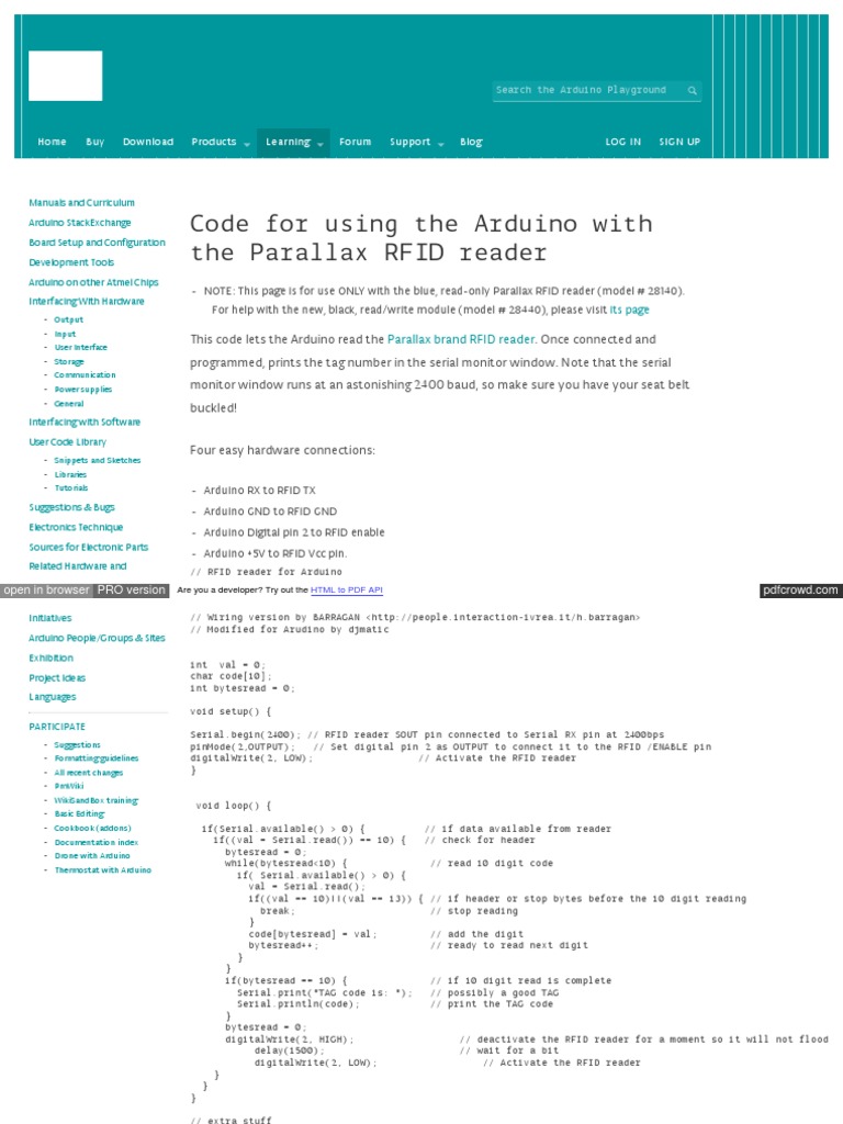 Playground Arduino CC Learning PRFID | PDF | Arduino | Software
