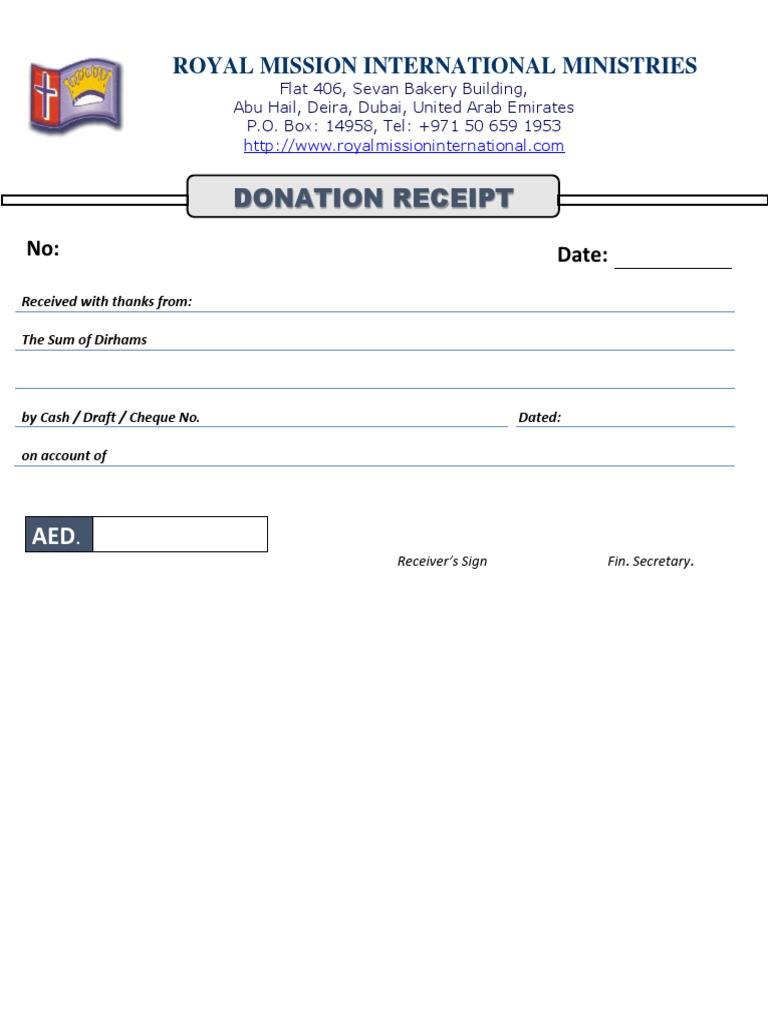 Royal Mission - Donation Receipt Print | PDF
