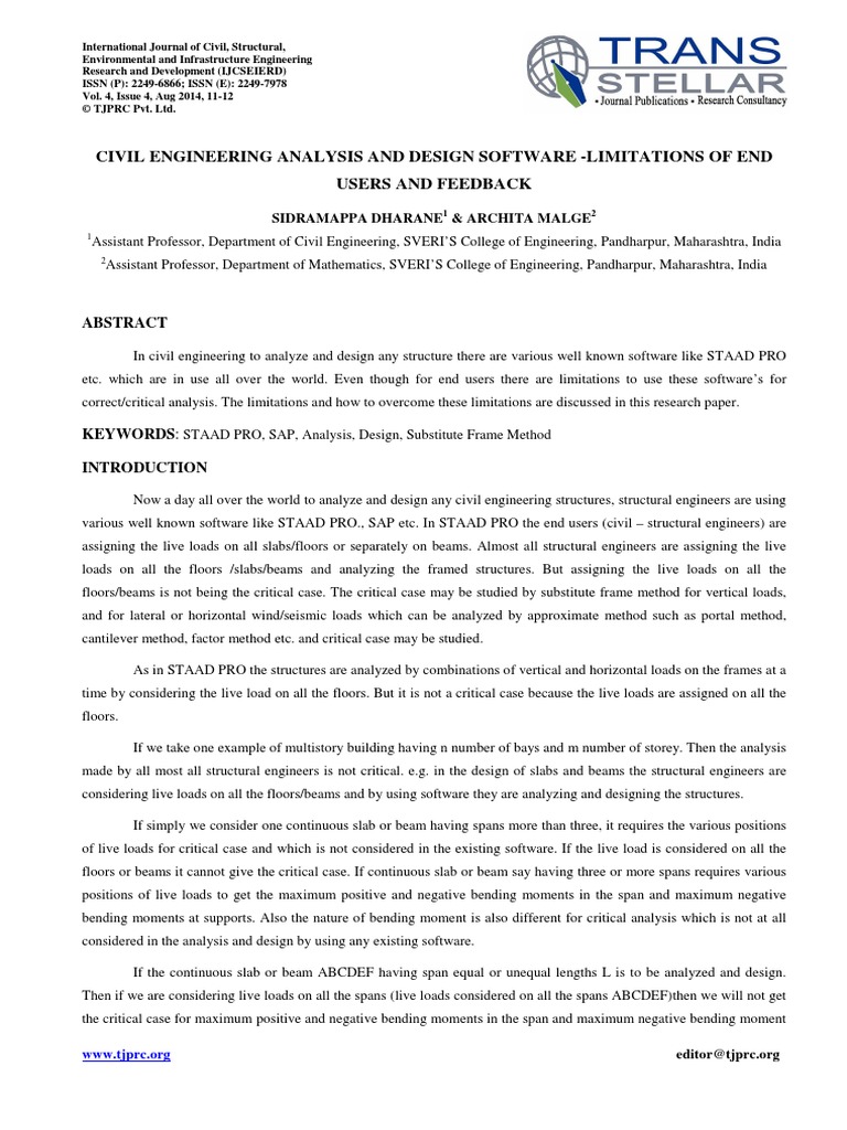 Civil - Ijcseierd - Civil Engineering Analysis - Sidramappa Dharane ...