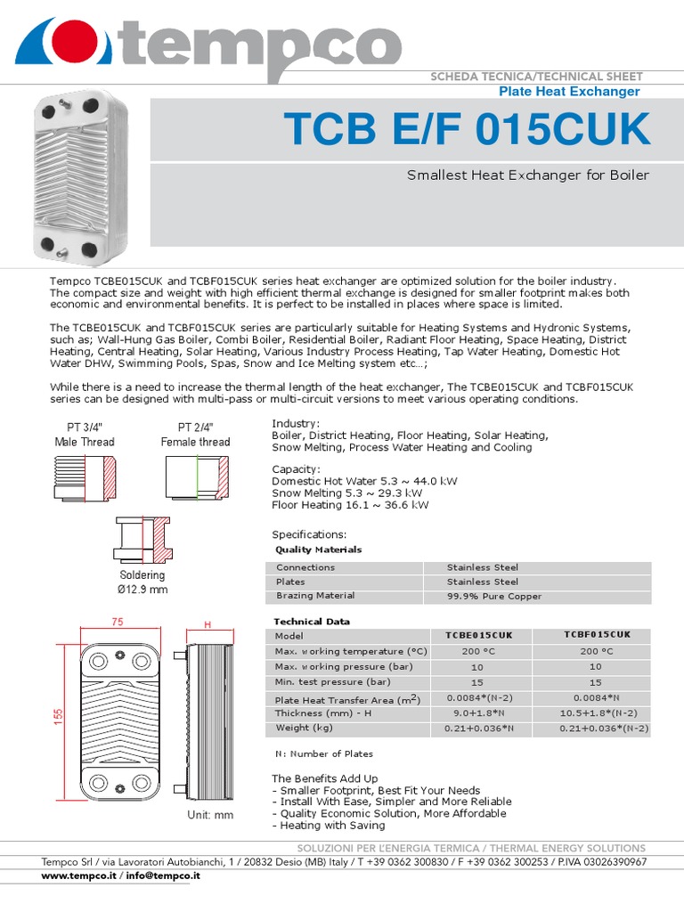 TCB E-F 015cuk | PDF | Heat Exchanger | Hvac