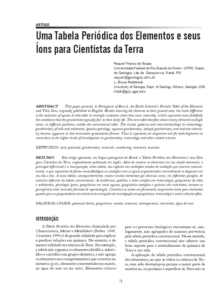 Explicação Tabela Geocientífica Periódica | PDF | Ligação iônica ...