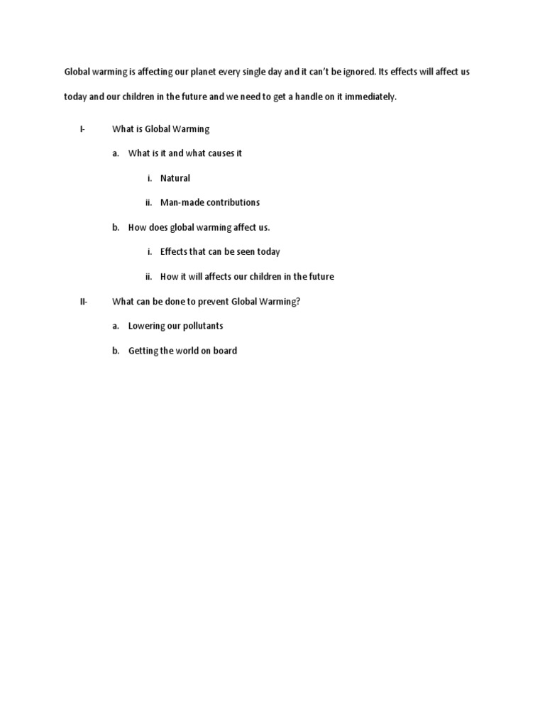 Global Warming Outline | PDF