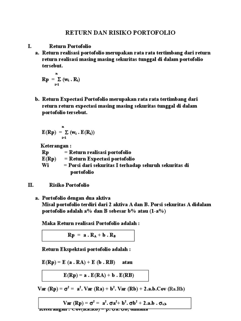 Return Dan Risiko Portofolio | PDF | Metode & Bahan Ajar