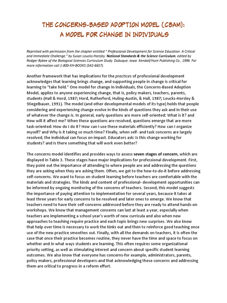 Understanding the Concerns-Based Adoption Model | PDF