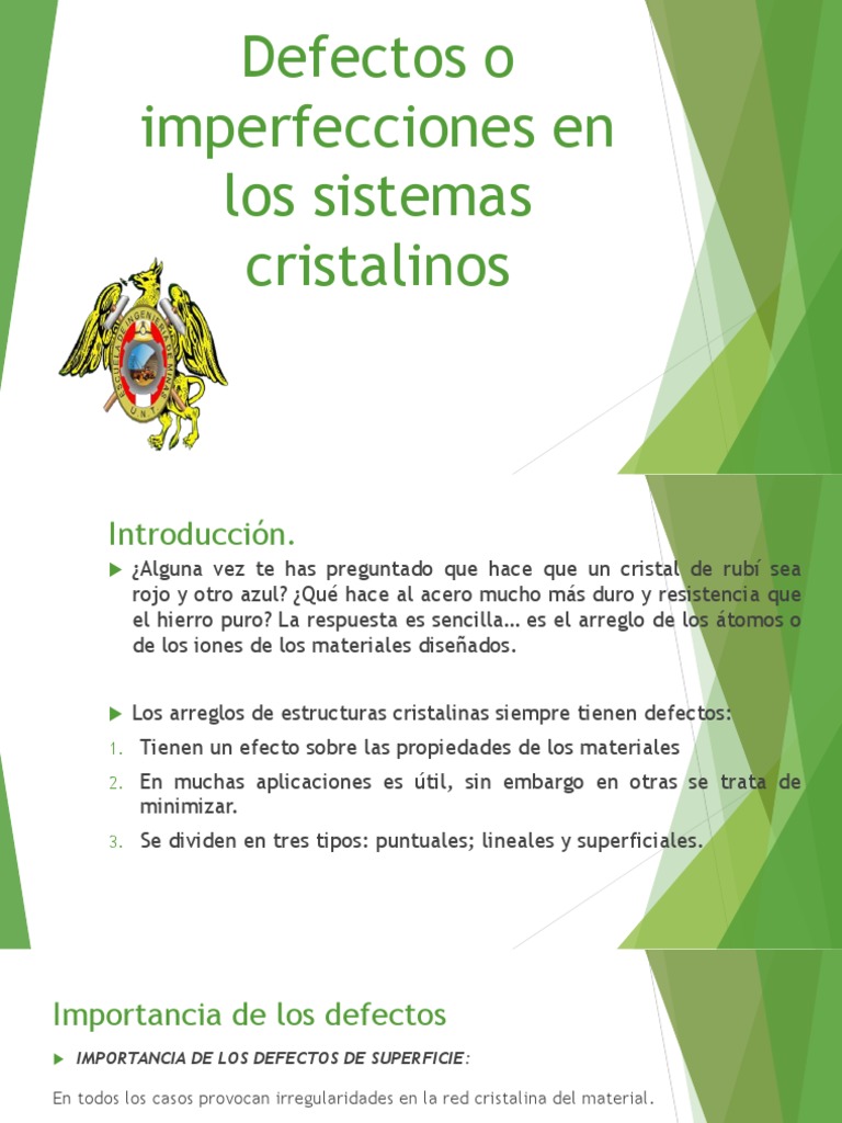 Defectos Cristalinos | PDF | Cristal | Estructura cristalina