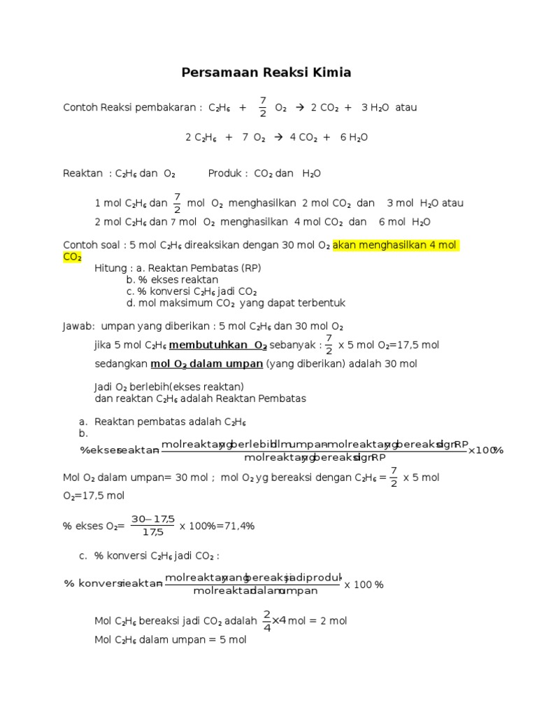 Persamaan Reaksi Kimia | PDF