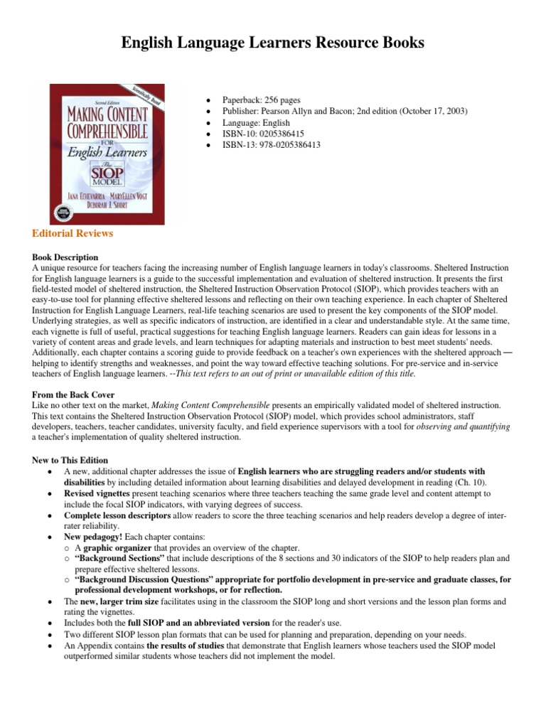 ELL Book Resources (9-22-08) | PDF | English As A Second Or Foreign ...