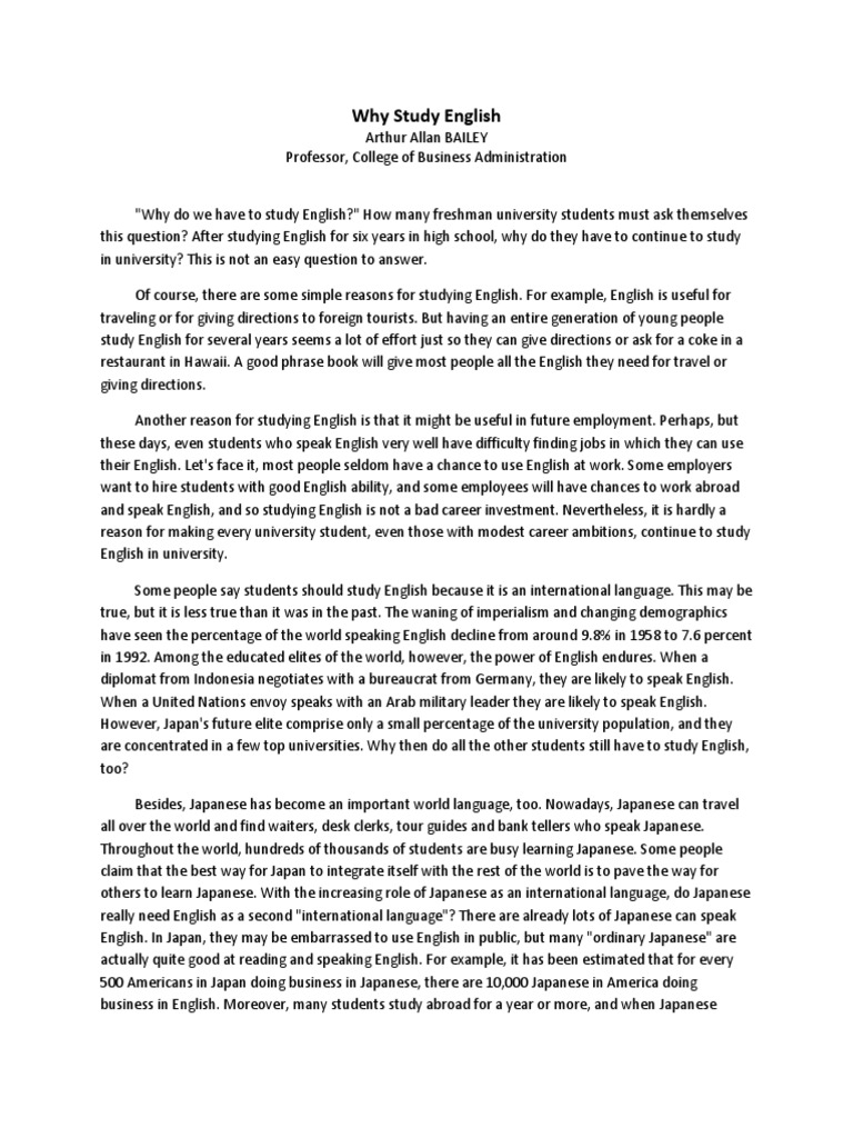 Why Study English | Download Free PDF | English Language | Japanese ...