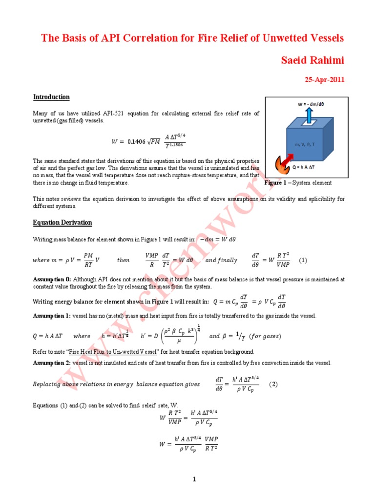 API Fire Relief for Gas Vessels | PDF | Gases | Heat Transfer