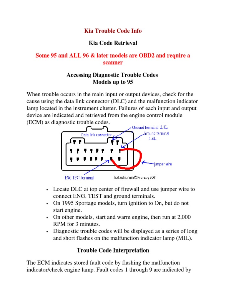 Kia Trouble Code Info | Fuel Injection | Automotive