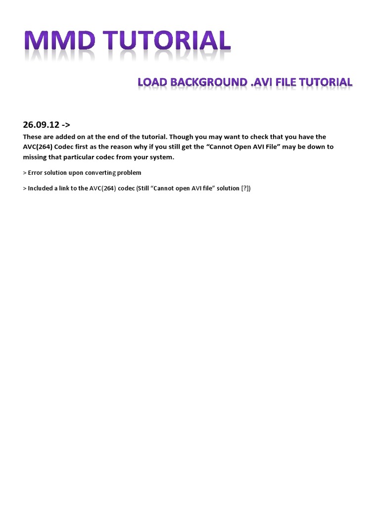 Converting AVI Files to the AVC (H264) Codec Format for Use in MMD ...